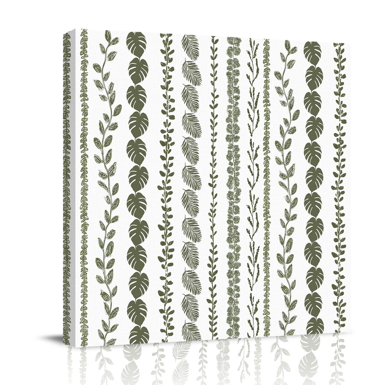 Dark Green Leaf Canvas Wall Art for Living Room, Summer Botanical ...