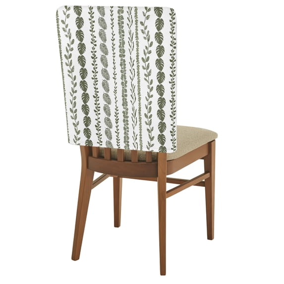 Dark Green Leaf Chair Back Covers Set of 4 Summer Botanical Vertical ...
