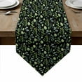 Dark Green Leaves Table Runner Linen Burlap Table Runner 48 Inches Long ...