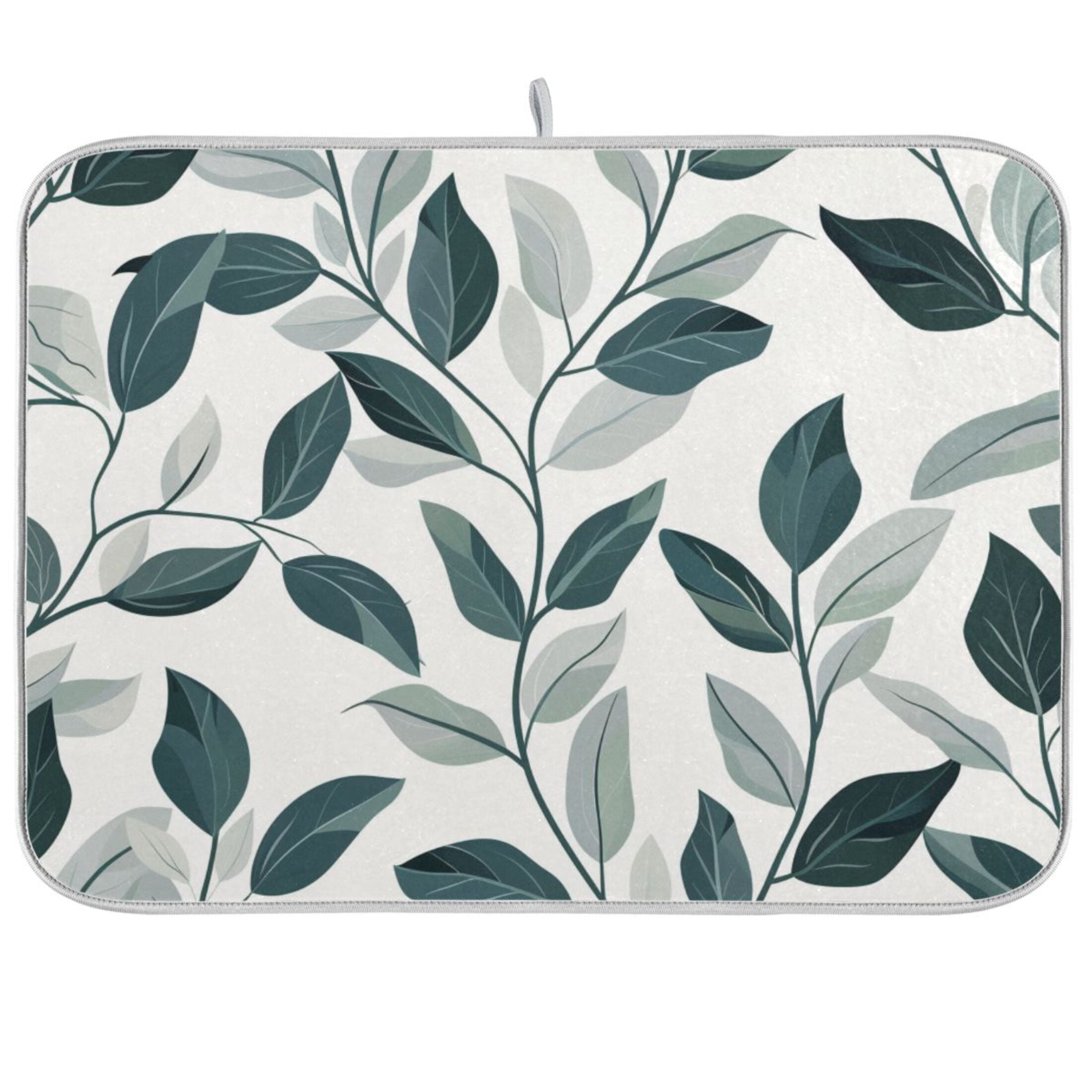 Dark Green Leaves Vines Dish Drying Mat Dish Drainer Rack Mats Water ...