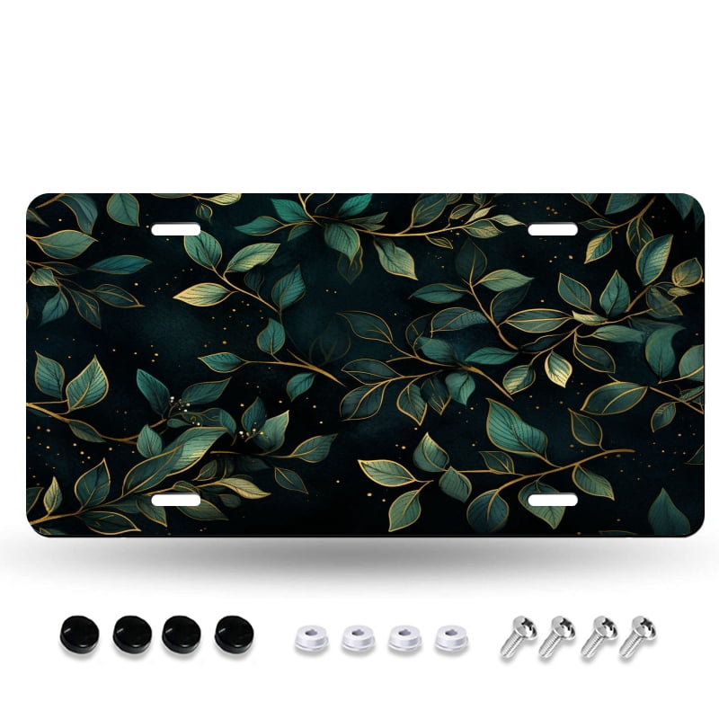 Dark Green Leaves and Branches License Plate Frame, Decorative Novelty ...