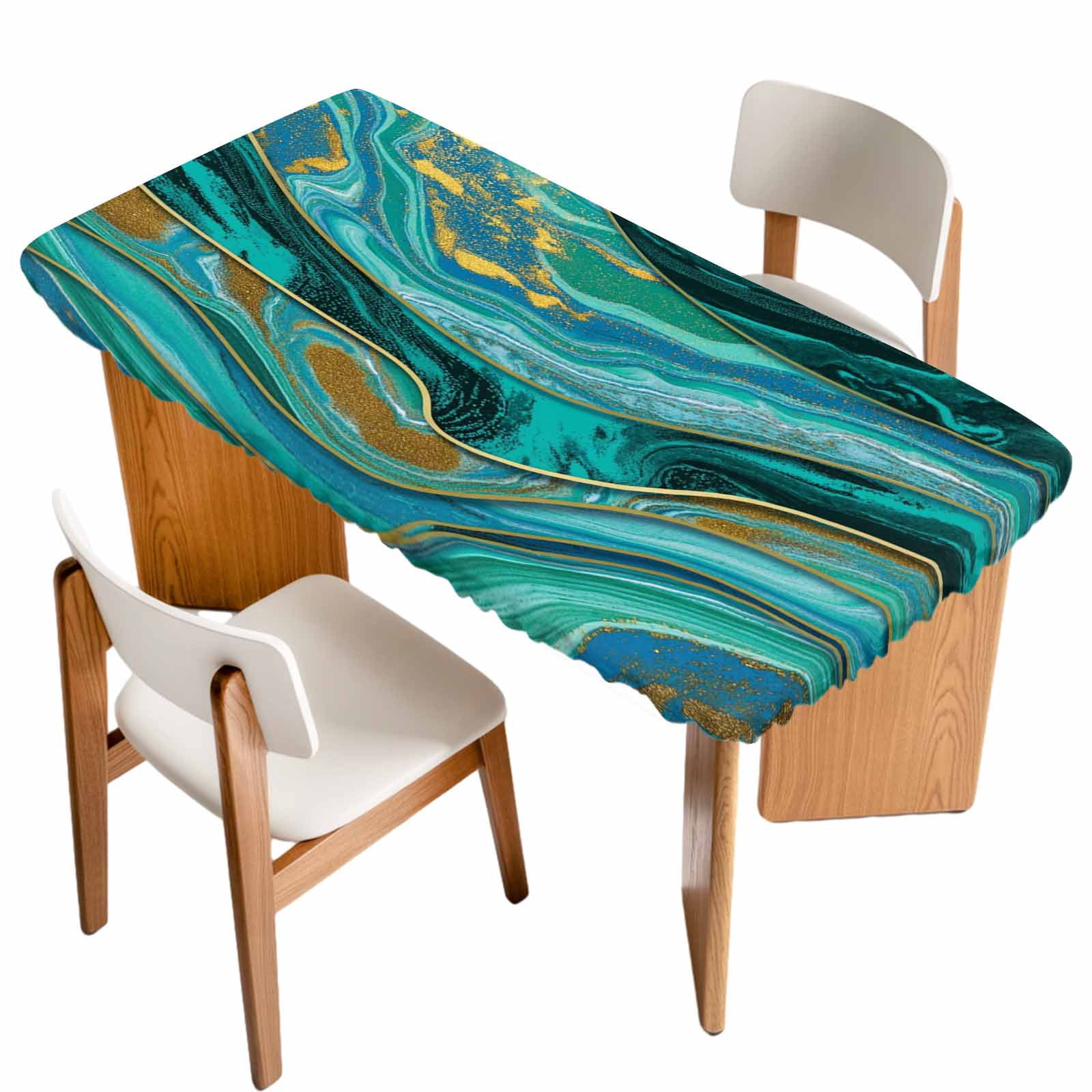 Dark Green Marble Table Cloths for 5 Foot Rectangle Tables, Modern ...