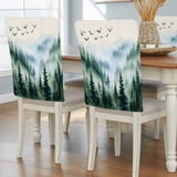 Dark Green Ombre Forest Chair Back Covers, Watercolor Tree Removable ...