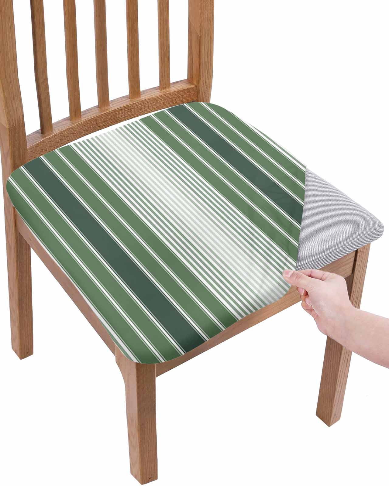 Dark Green Ombre Stripe Chair Seat Covers for Dining Room Stretch Chair ...