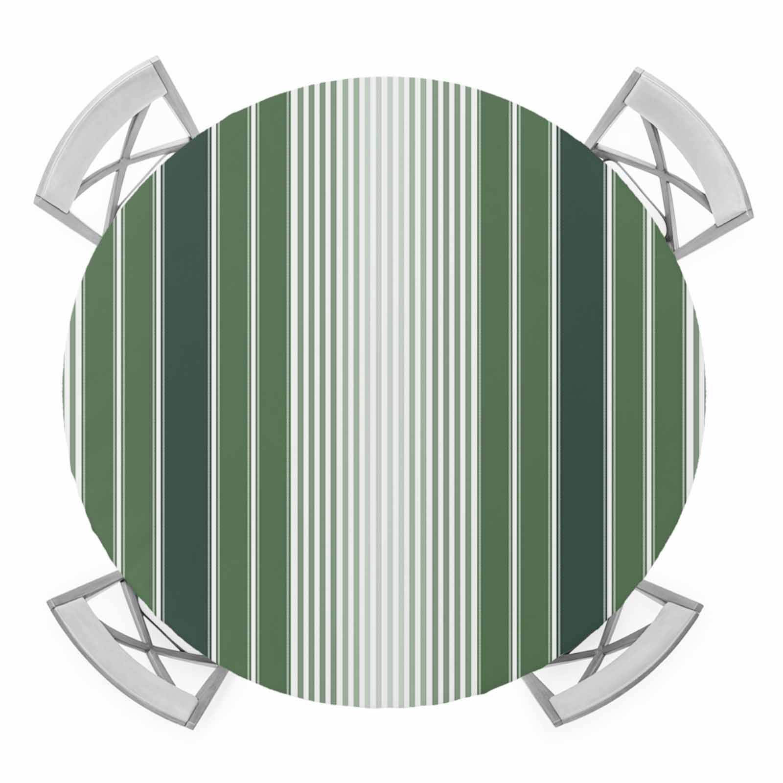 Dark Green Ombre Stripe Round Tablecloth for 45-54 Inch Tables, Fitted ...