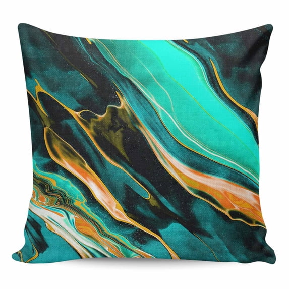Dark Green Orange Marble Pillow Covers 24x24 Inch Decorative Throw ...