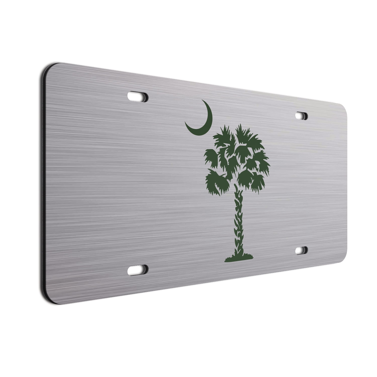 Dark Green Palm Tree Crescent Moon Brushed Aluminum ACM License Plate ...
