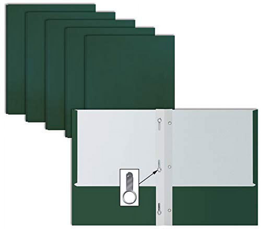 Dark Green Paper 2 Pocket Folders with Prongs, 50 Pack, by Better ...