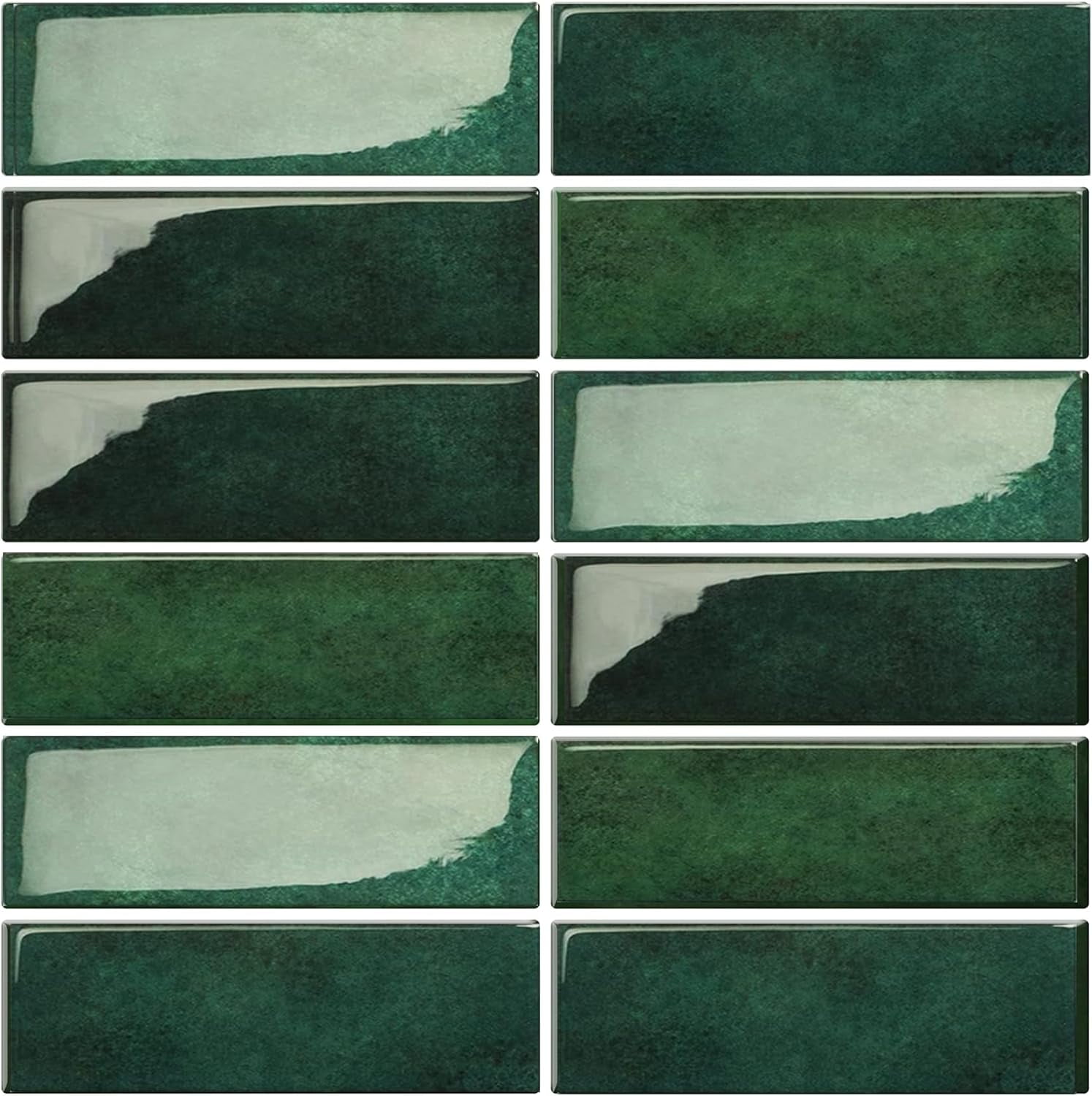 Dark Green Peel and Stick Backsplash Tile, 12"x12" Back Splash Stick on ...