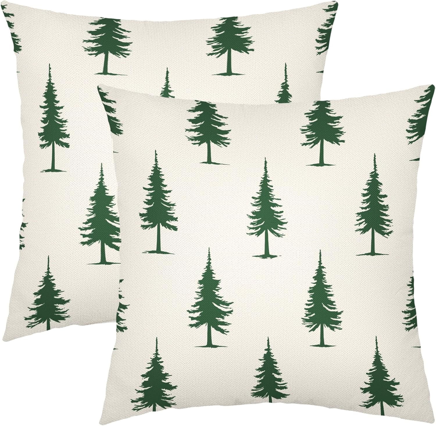 Dark Green Pine Tree Pillow Covers 16X16 Inch Christmas Trees Neutral ...