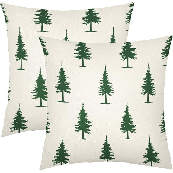 Dark Green Pine Tree Pillow Covers 18X18 Inch Christmas Trees Neutral ...