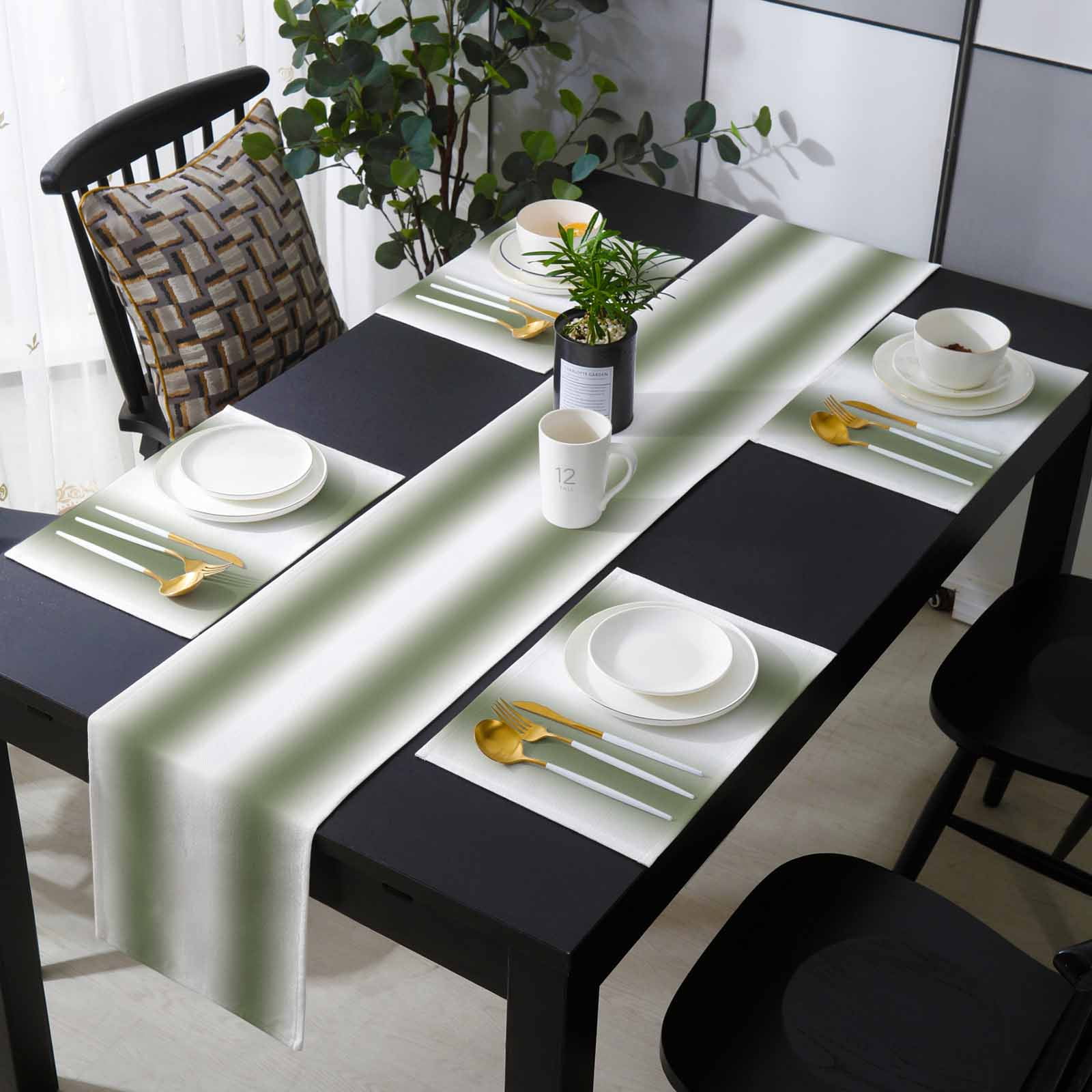 Dark Green Placemats Set of 6 with 72 Inches Long Table Runners,Modern ...