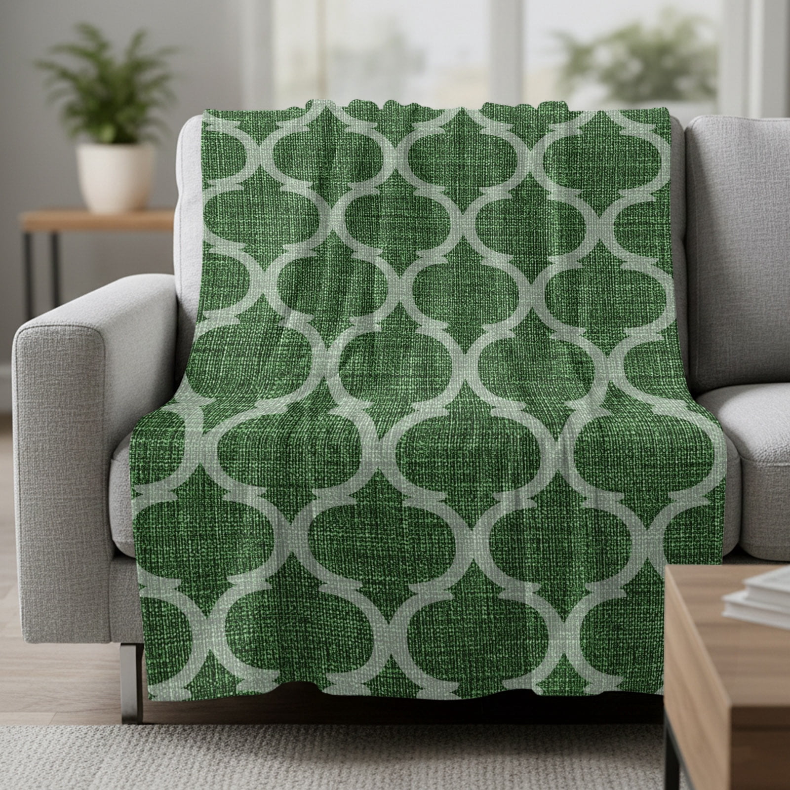 Dark Green Plaid Fleece Throw Blanket Retro Country Moroccan National ...