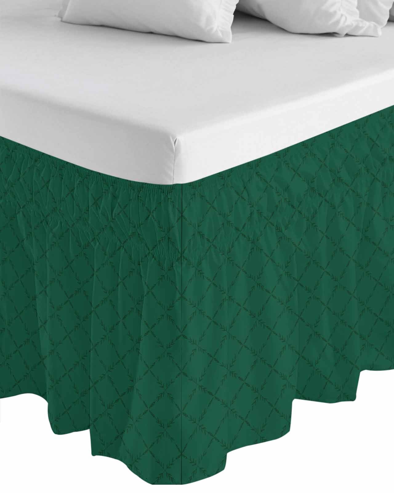 Dark Green Plaid Wrap Around Bed Skirts for Queen Bed 18" Drop,Bed ...