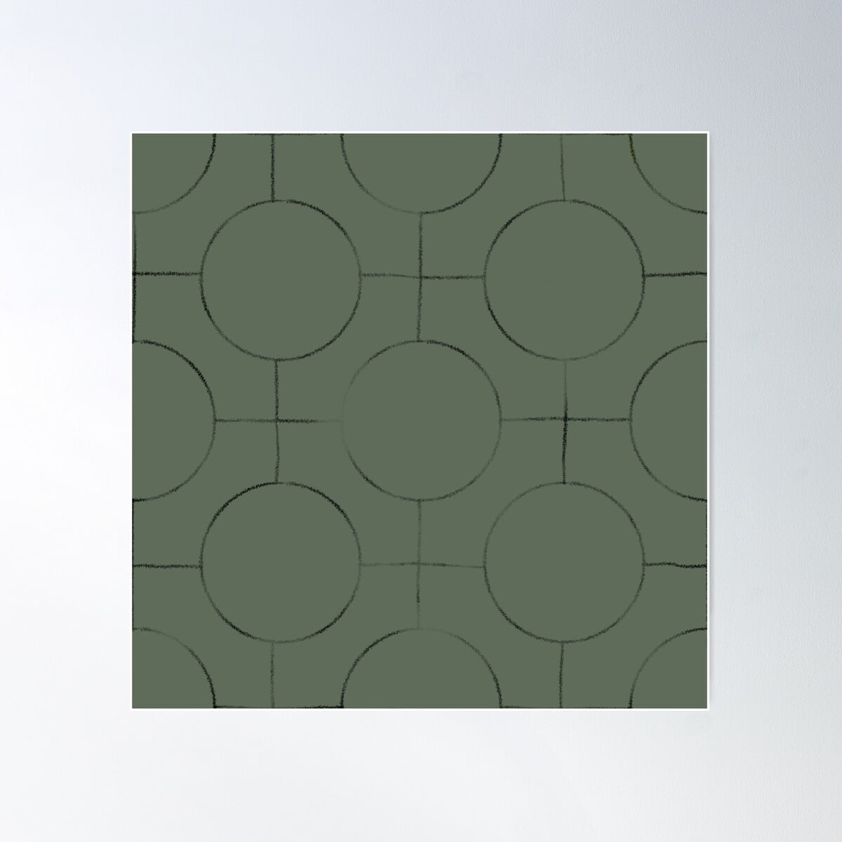Dark Green Polka Dot Minimalist Pattern. Pencil Sketch Circles And Grid ...