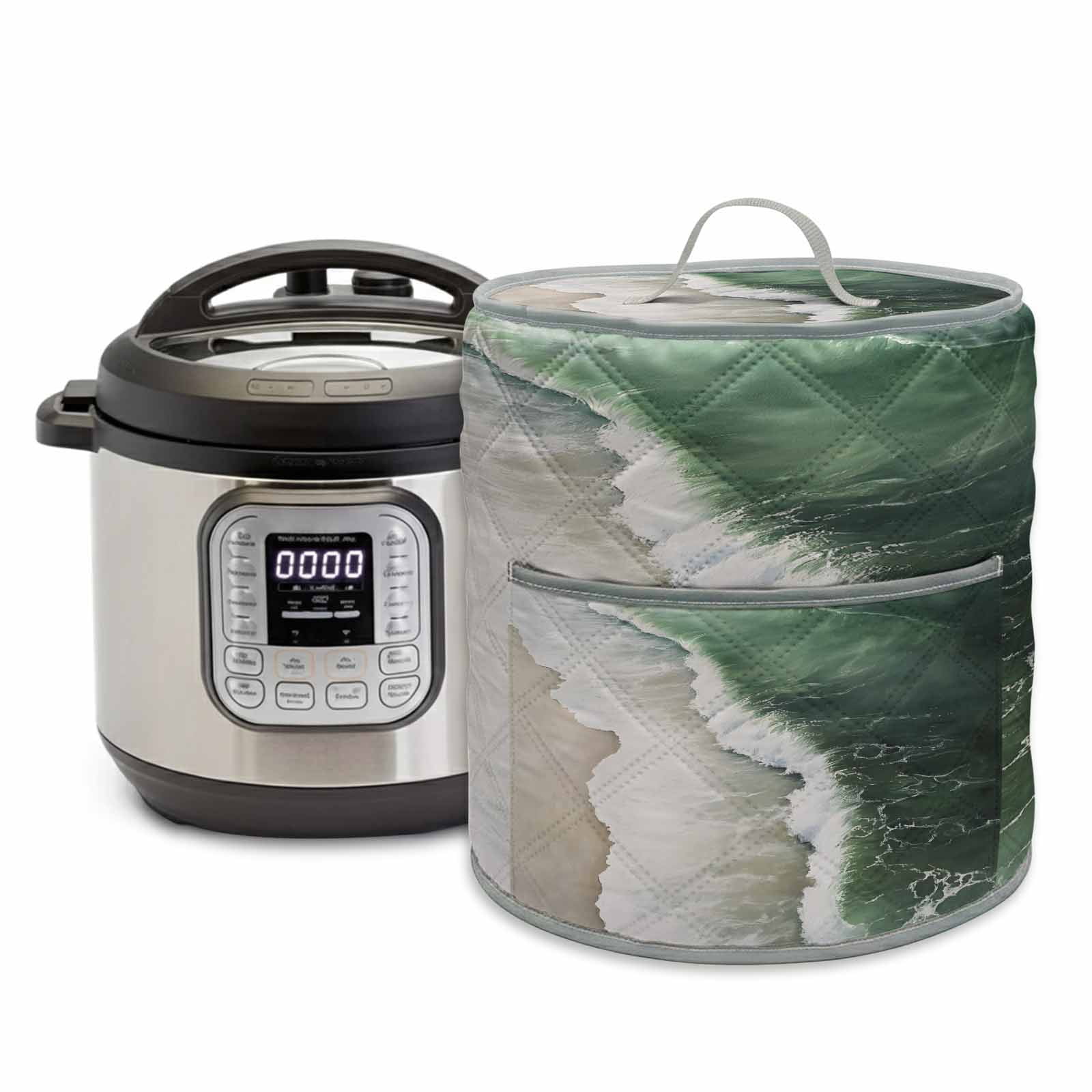 Dark Green Pressure Cooker Cover Ocean Wave Beach Scenery Modern Art ...