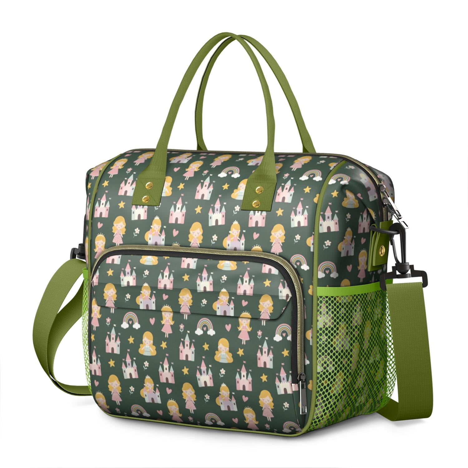 Dark Green Princess Castle Pattern Womens Lunch Box for Work,Insulated ...