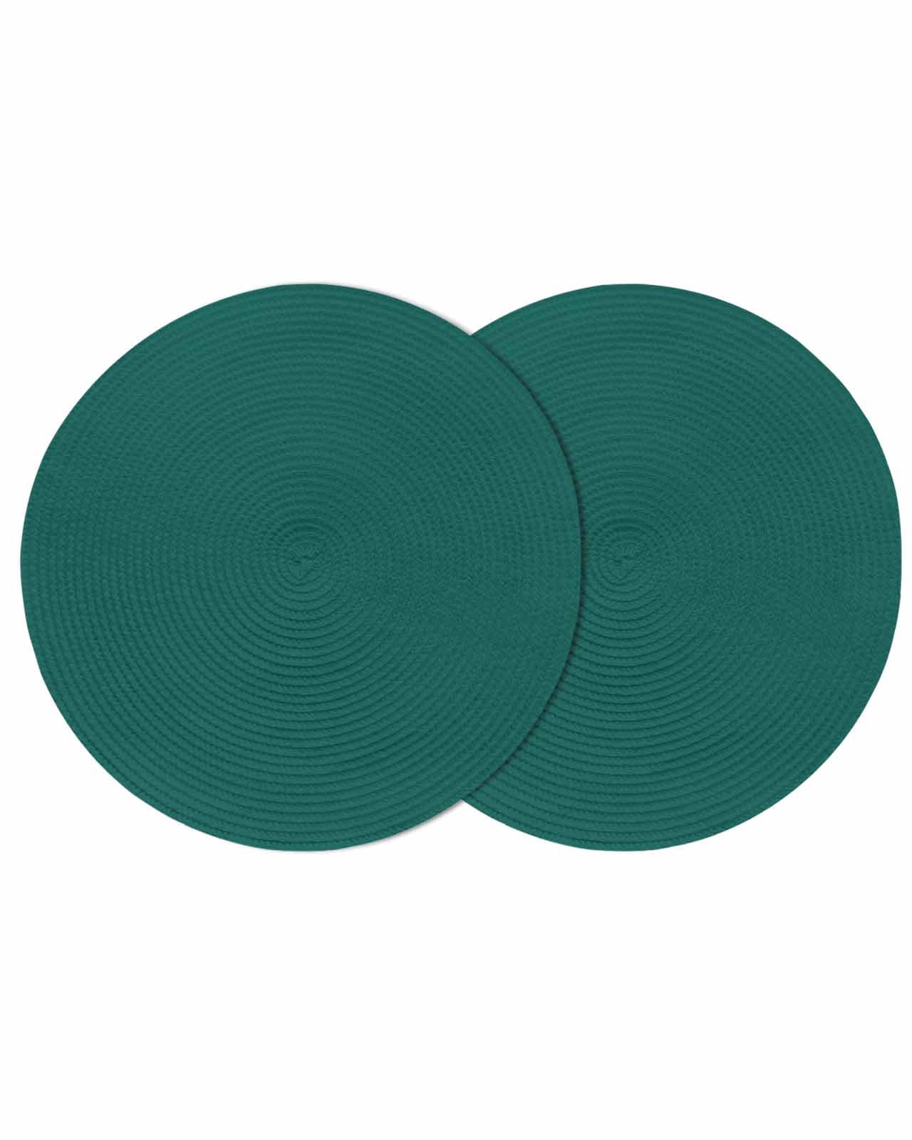 Dark Green Round 13 Inch Placemats Set of 2, Modern Pure Dark Green ...