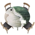 Dark Green Round Fitted Tablecloth Ocean Wave Beach Scenery Modern Art ...
