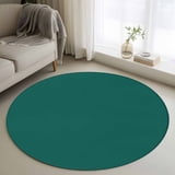 Dark Green Round Rugs 3.3ft, Farmhouse Solid Green Color Modern Art Non ...
