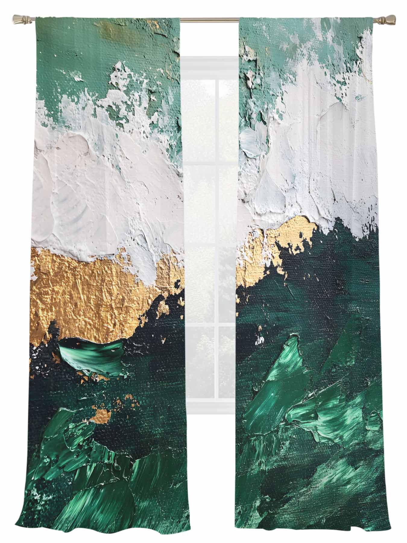 Dark Green Sheer Curtains for Living Room Bedroom, Light-filtering ...