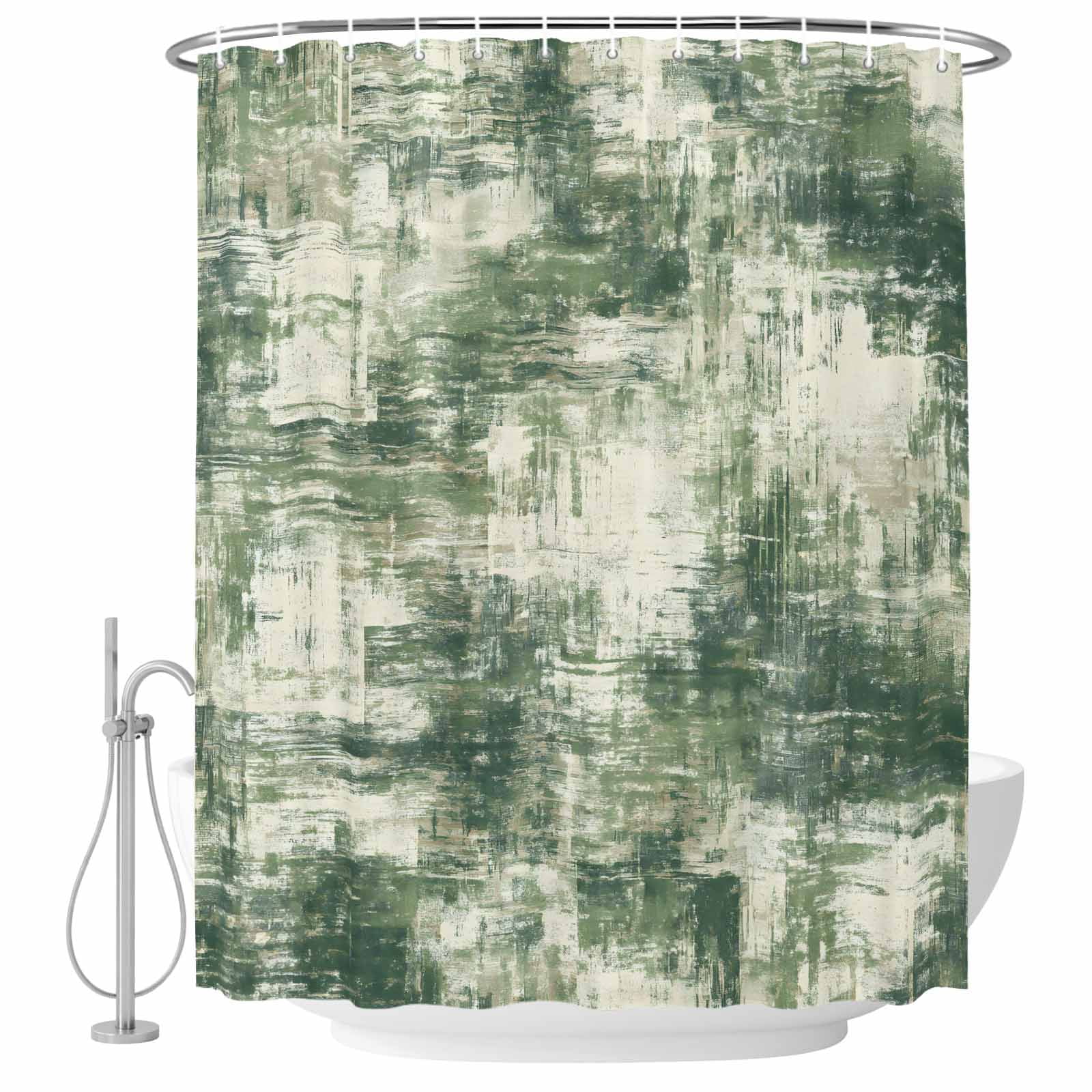 Dark Green Shower Curtain, 72" x 84", Modern Abstract Gradient Green ...