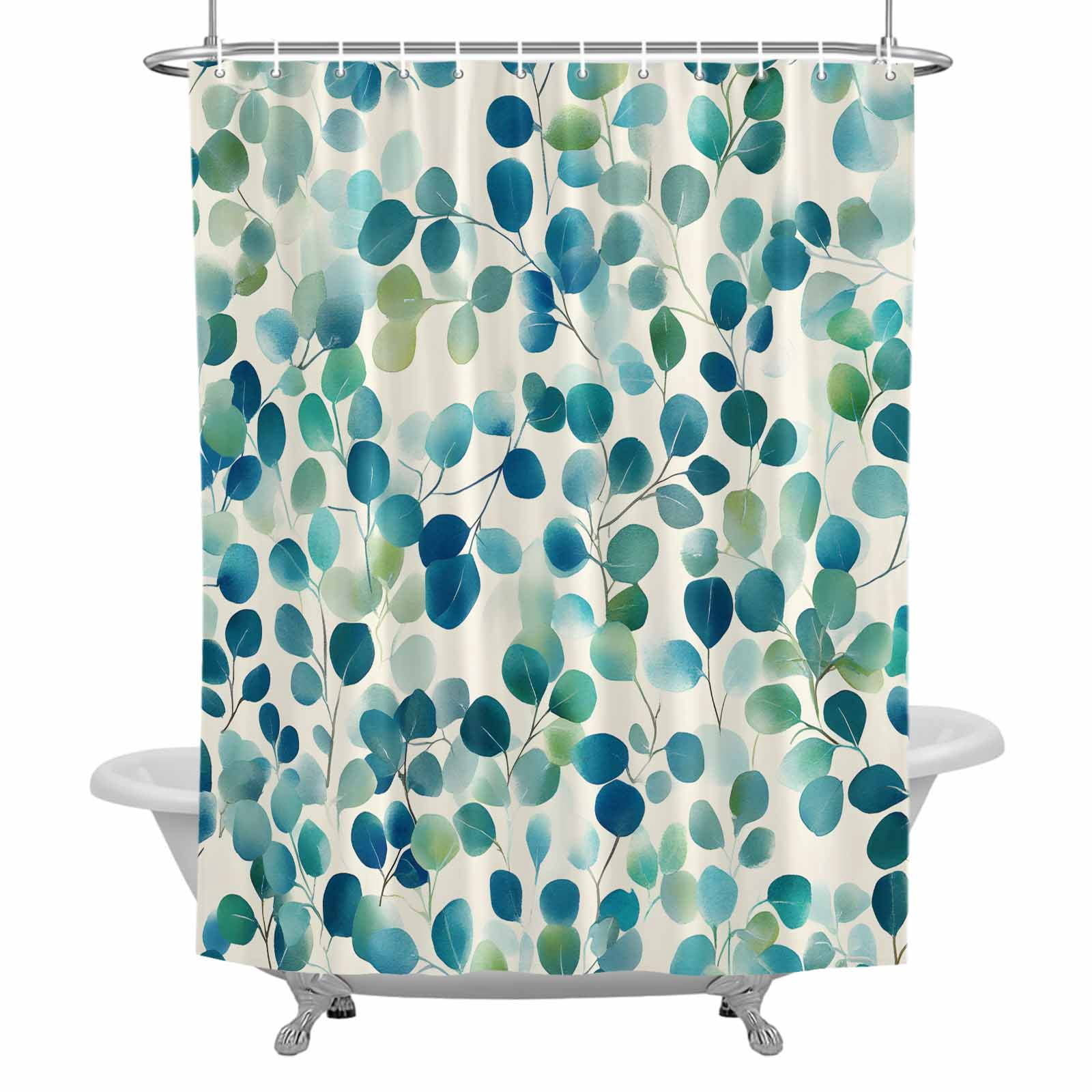 Dark Green Shower Curtain for Bathroom, Eucalyptus Leaves Spring Plants ...