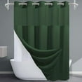 Dark Green Shower Curtain and Liner Set - 230GSM Waffle Weave Textured ...