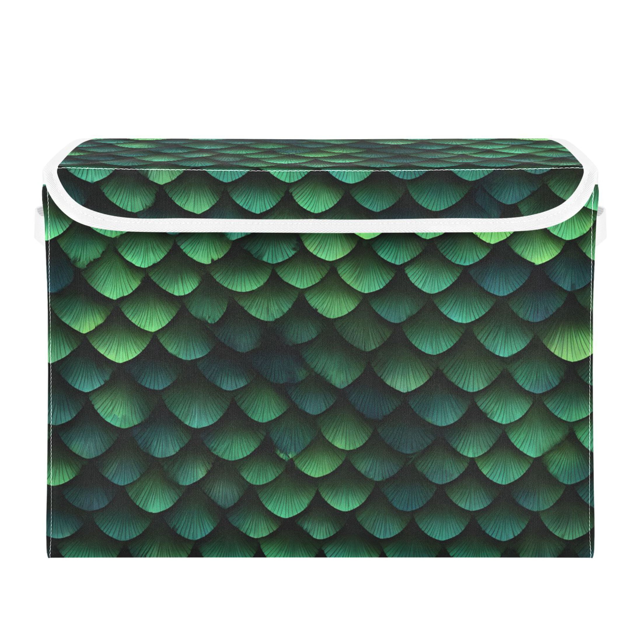Dark Green Snake Scales Foldable Storage Bin with Lid and Handle ...