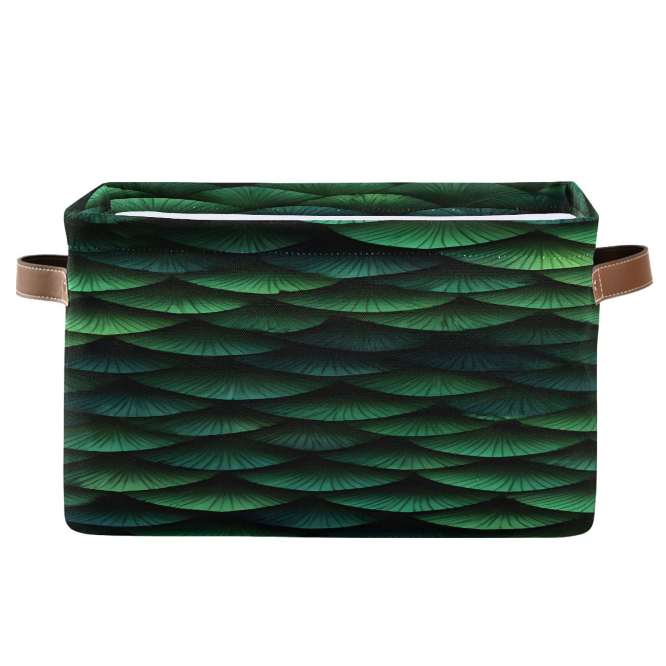 Dark Green Snake Scales Square Storage Bins with Handles Collapsible ...