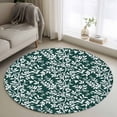 Dark Green Spring Floral Round Rug 3.3ft Washable Circle Entryway Rugs ...