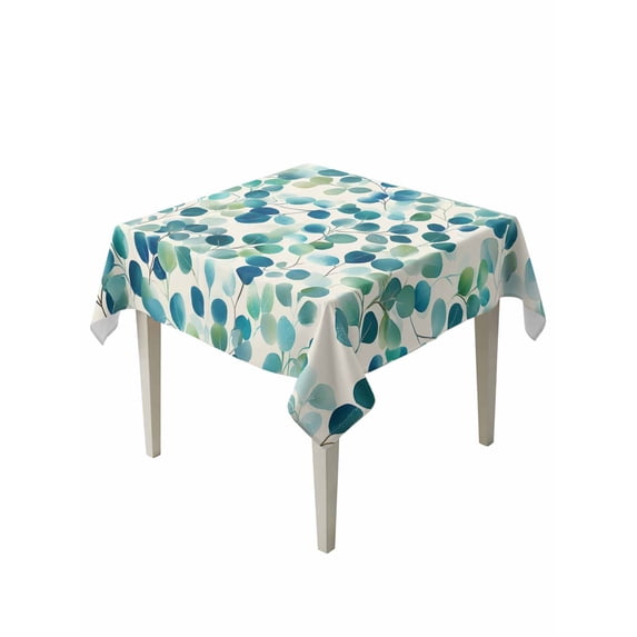 Dark Green Square Tablecloth Eucalyptus Leaves Spring Plants Waterproof ...