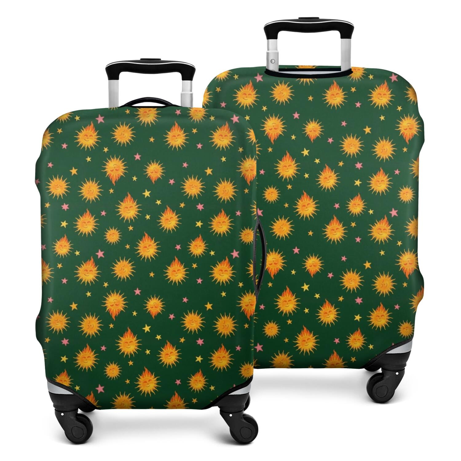 Dark Green Star Sun Pattern Luggage Cover Fashion Suitcase Cover ...