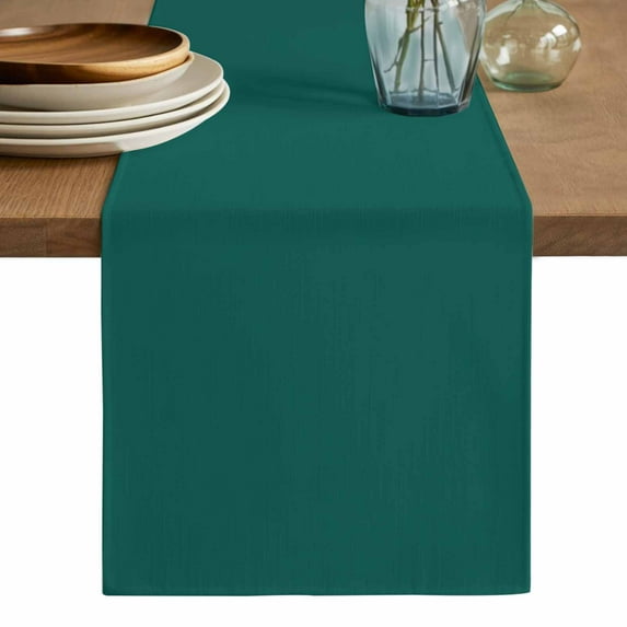 Dark Green Table Runner, Modern Pure Dark Green Washable Cotton Linen ...