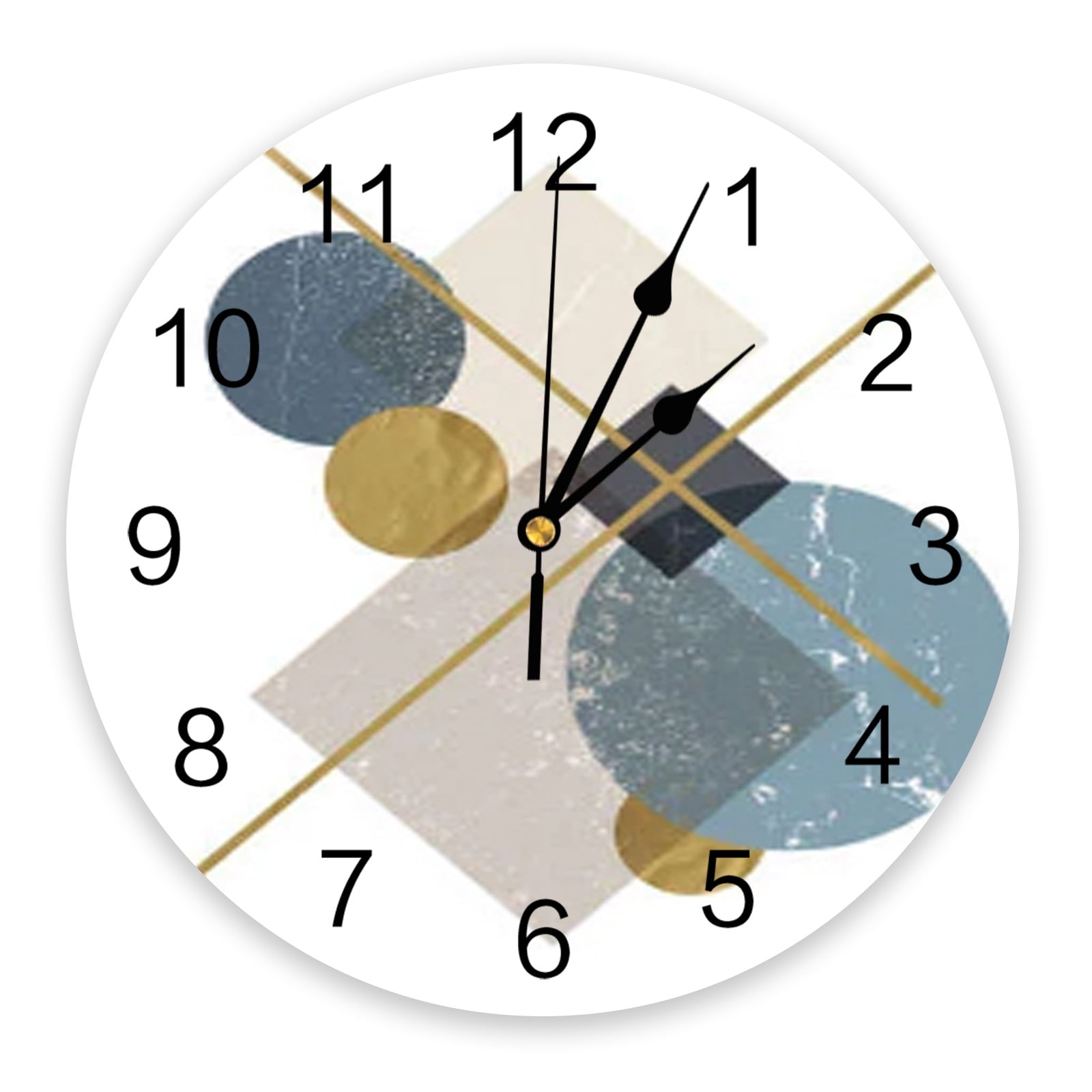 Dark Green Triangle Irregular Graphic Living Room Clock Wall Round ...