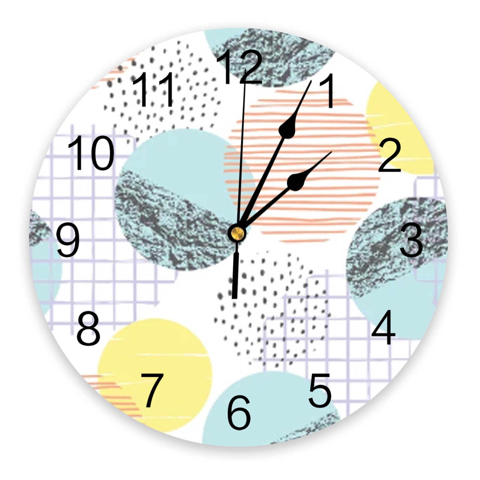 Dark Green Triangle Irregular Graphic Living Room Clock Wall Round ...