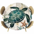 Dark Green Turtle Coastal Round Tablecloth 45-54 Inch Round Fitted ...