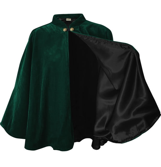 Dark Green Velvet Cape Capelet Lined in BLACK satin Vampire Cloak ...