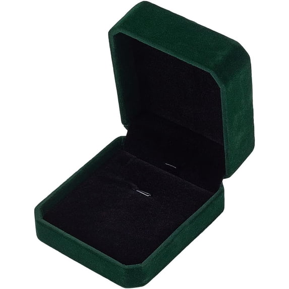 Dark Green Velvet Jewelry Box Necklace Box 3 Inch Small Single Travel ...