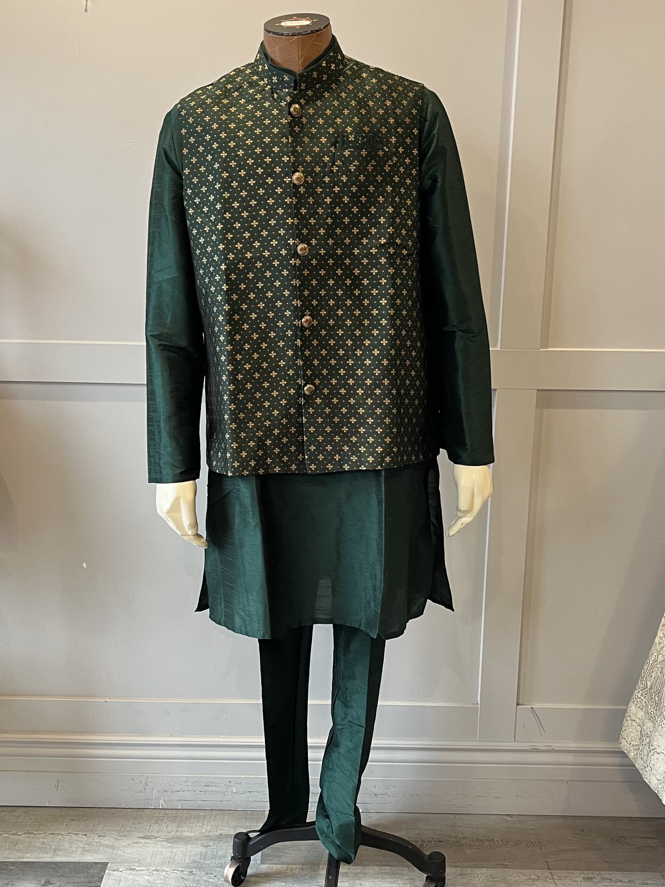 Dark Green Vest Kurta Set - Walmart.com