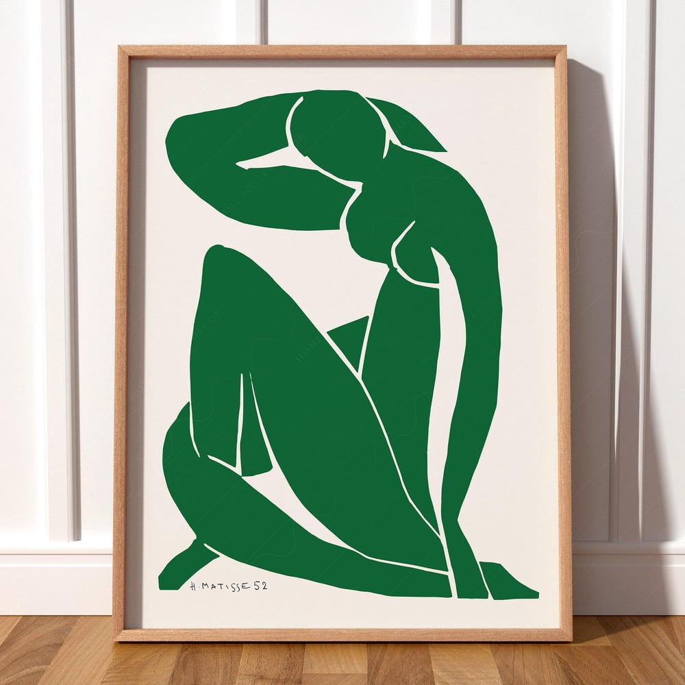 Dark Green Wall Art Minimalist Wall Decor Henri Matisse Print Emerald ...
