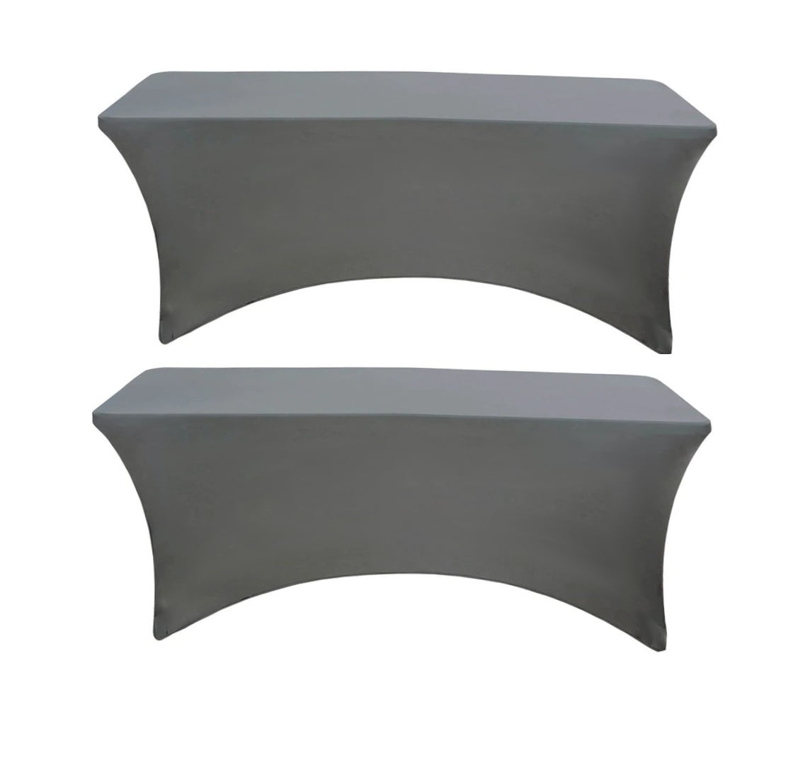Dark Grey 2 Pack 6 Foot Rectangular Stretch Spandex Table Covers by ...