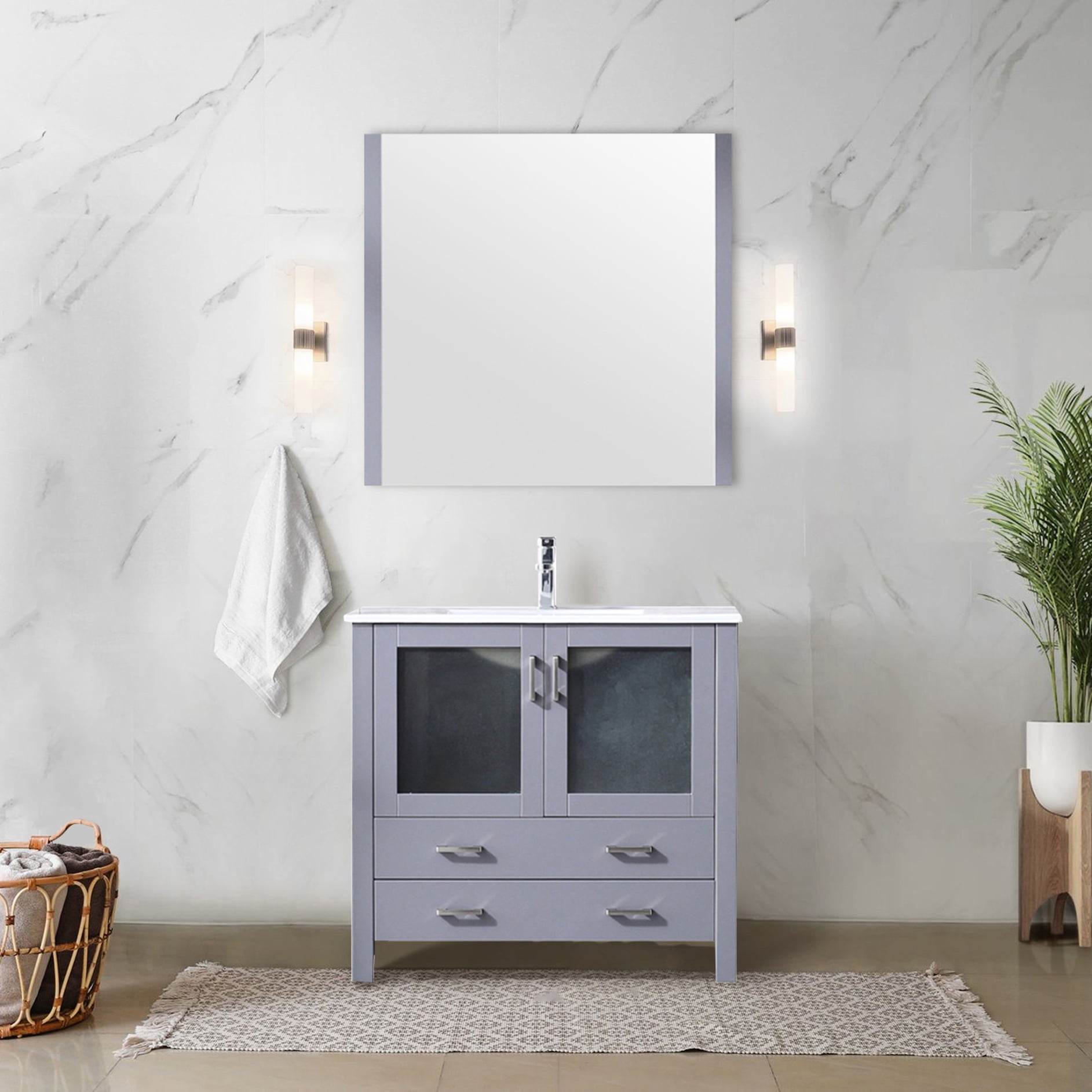 Dark Grey 36 In. Bath Vanity - Soft Close Feature, Solid Wood And E0 ...