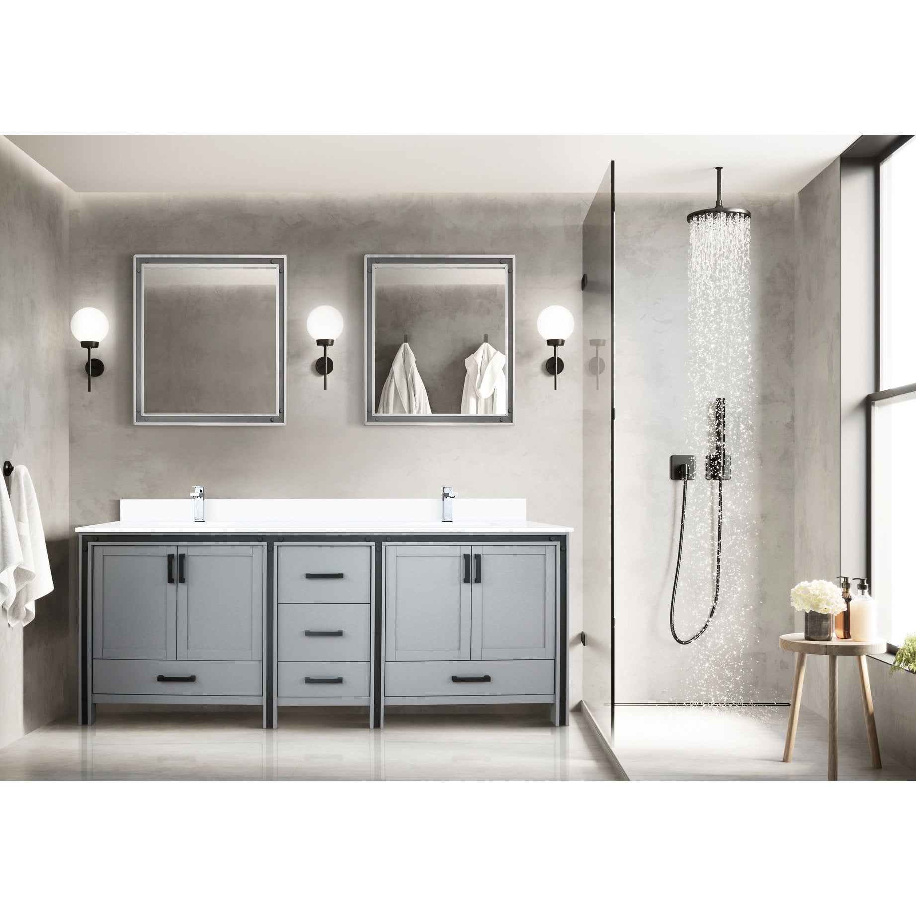 Dark Grey 80 - inch Double Vanity Unit | Soft - close Drawers for ...