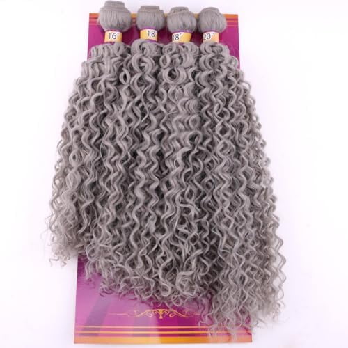 Dark Grey Afro Kinky Curly Synthetic Hair Weave 4 16 18 18 20 Jerry ...