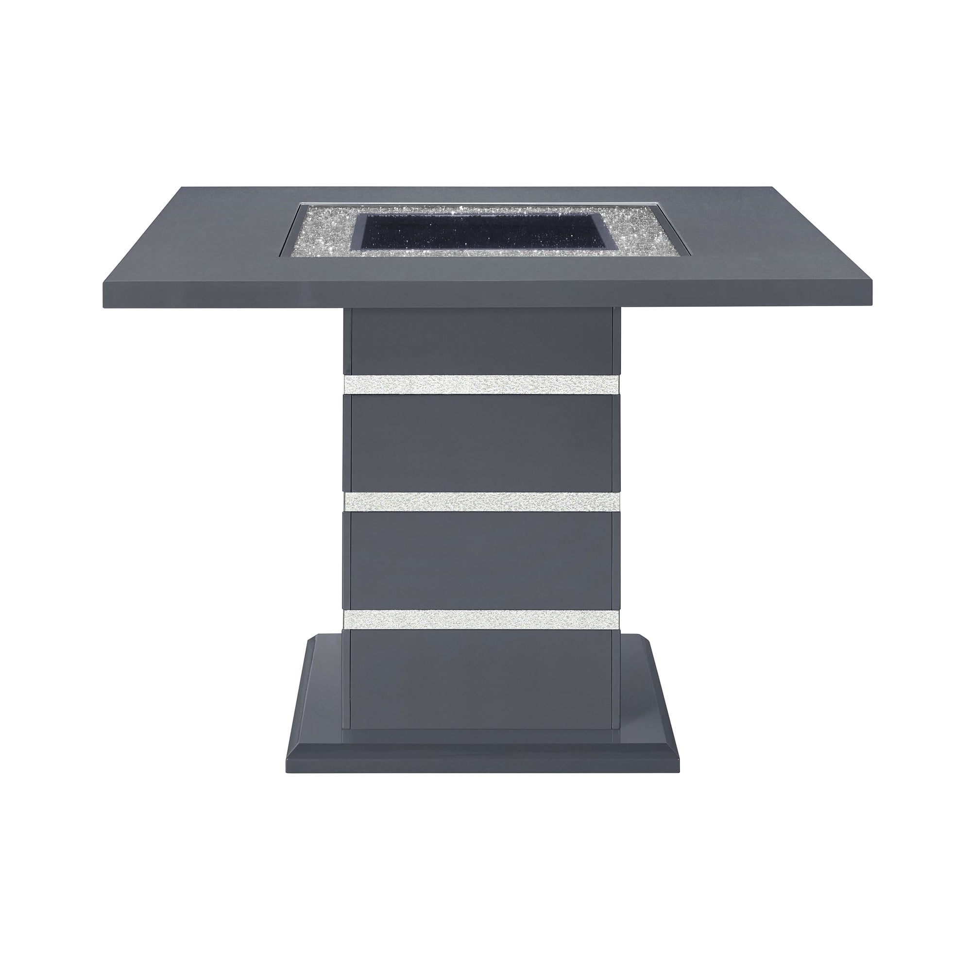 Dark Grey Bar Table, High Gloss Finish & Clear Glass Inlay Placed ...