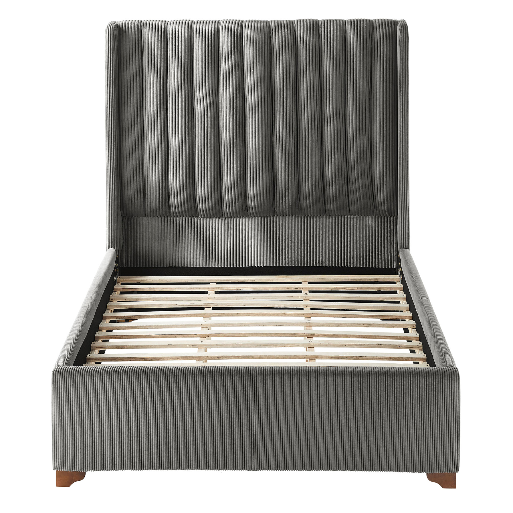 Dark Grey Bed - Modern Design with Vertical Lines - Bedroom Symmetry ...