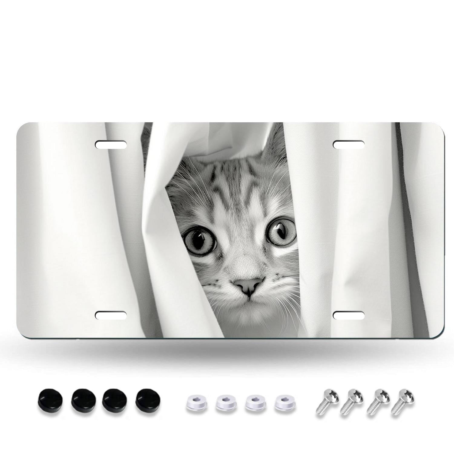 Dark Grey Cat Hide Cute Kitten Kitty Animal drawing Plate Cover ...