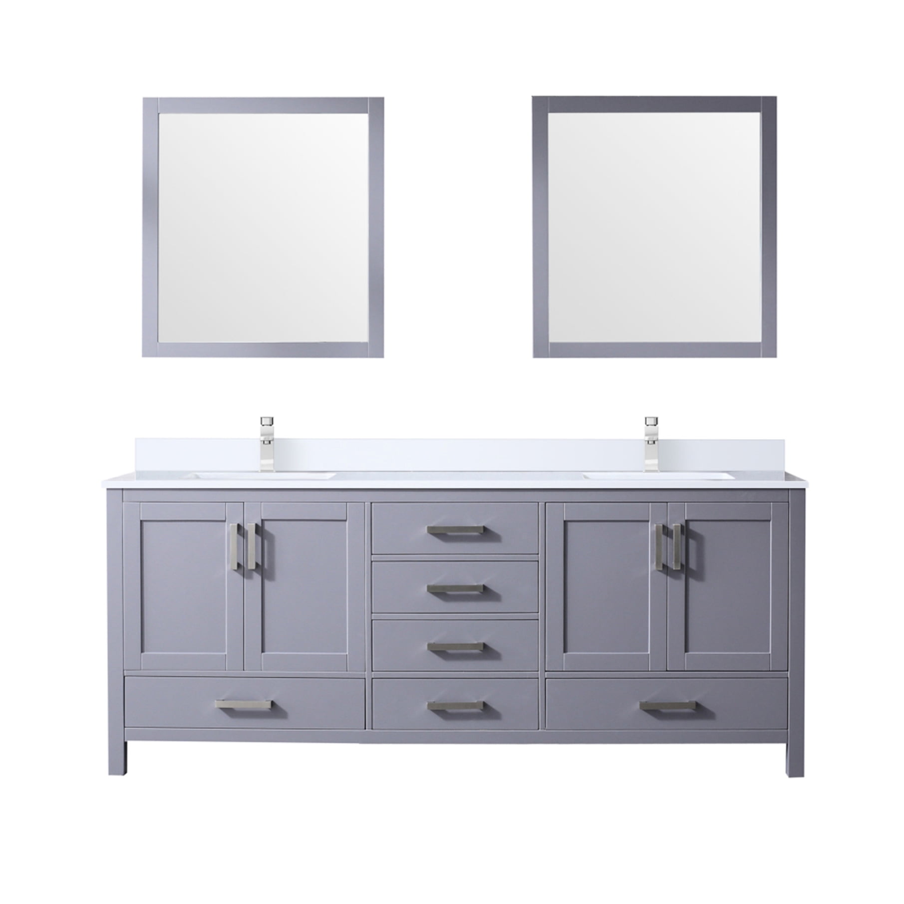 Dark Grey Double Bath Vanity 80" W X 22" D, Marble Countertop, Faucet ...