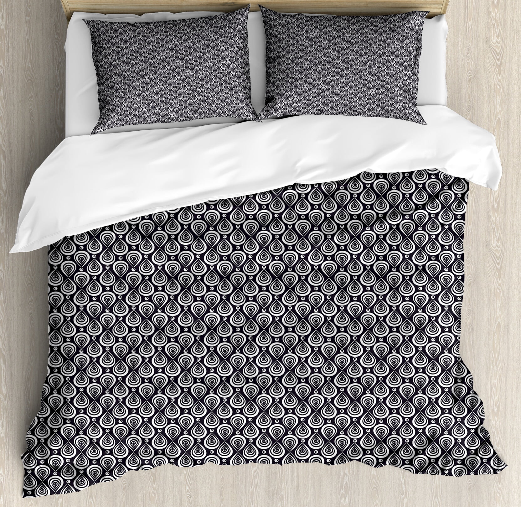 Dark Grey Duvet Cover Set, Illustration of Drop Like Nested Round ...